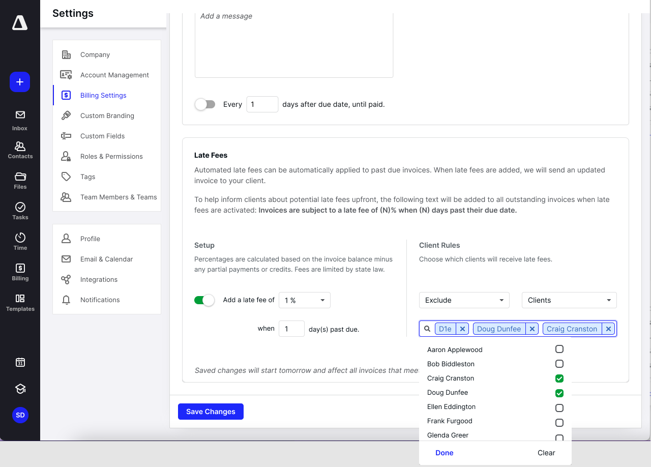 Easily Set Up Automated Late Fees